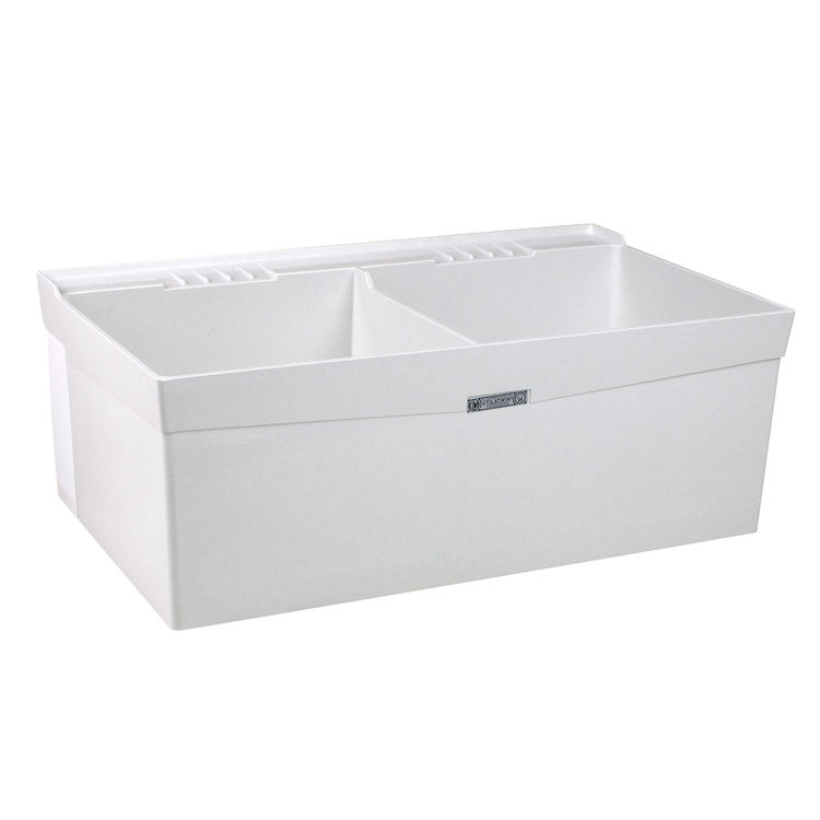 Mustee 26W 40" DURASTONE UTILATWIN Double Laundry Tub, Wall-Mount, White