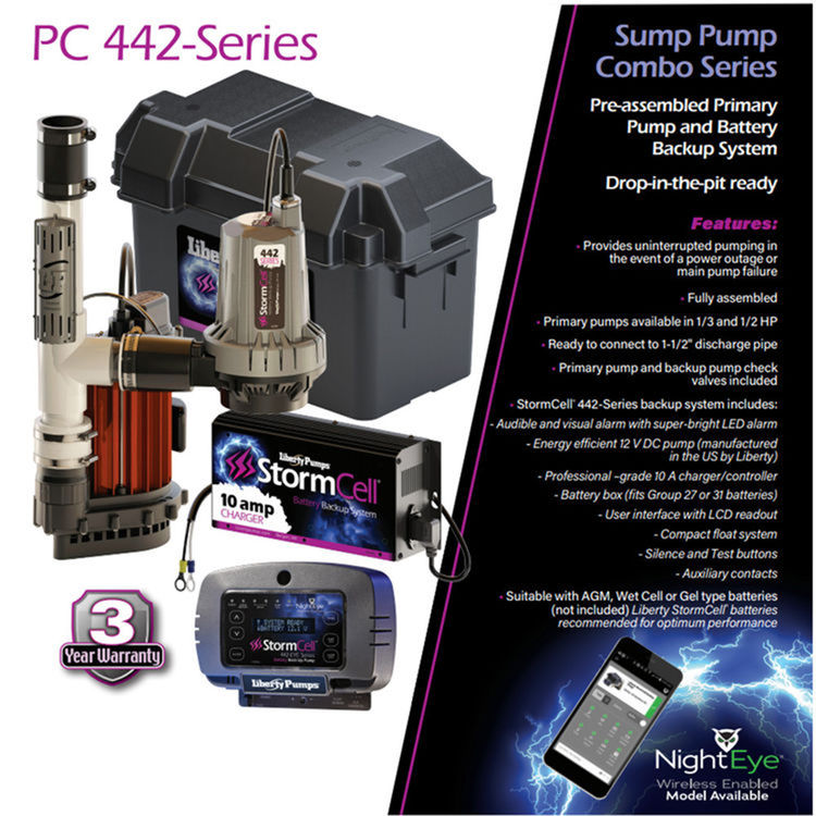 Liberty PC457-442-10A-EYE StormCell 457 Sump Pump w/ Battery Backup ...