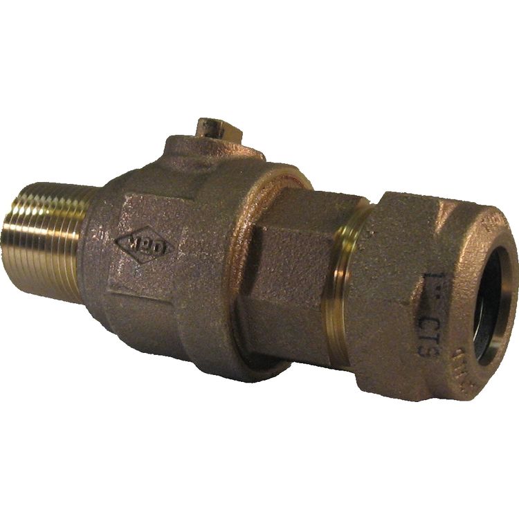 AY McDonald 1" CTS x 1" MIP Tough Tube Corp Stop | PlumbersStock